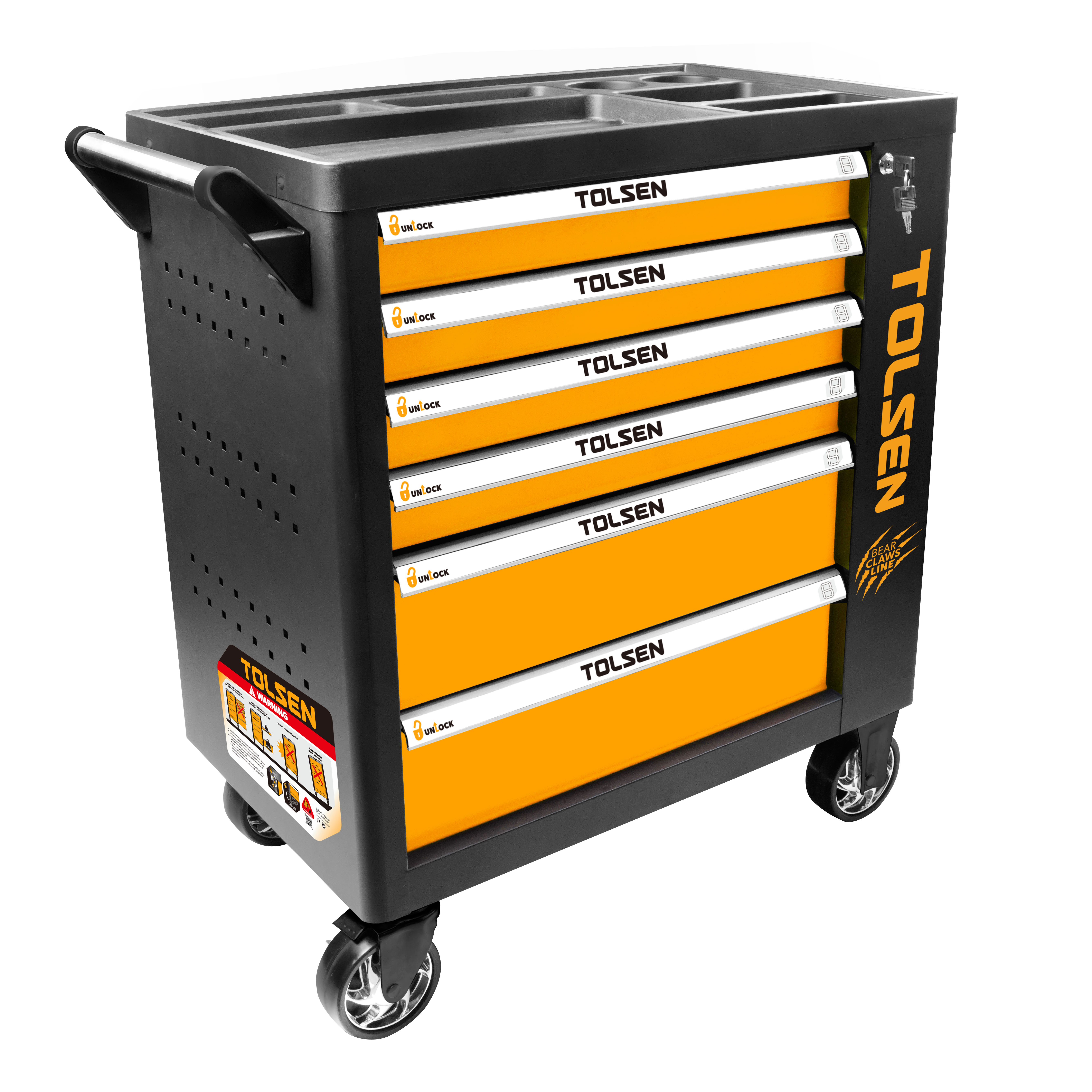 Tool Trolley 6 Drawer Metal Lock Up EMPTY TOLSEN